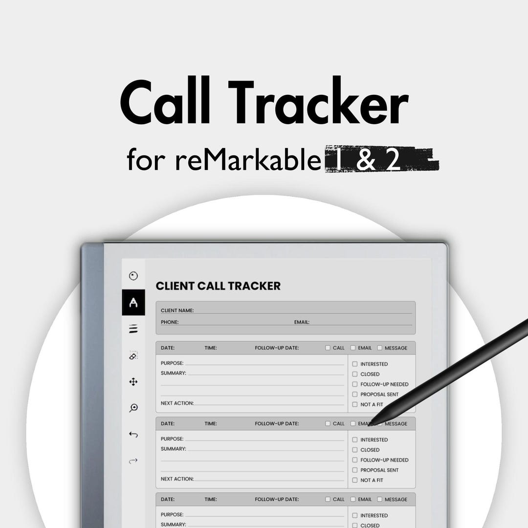 Call Tracker for Remarkable 2, Templates for Remarkable, Call Log Phone ...