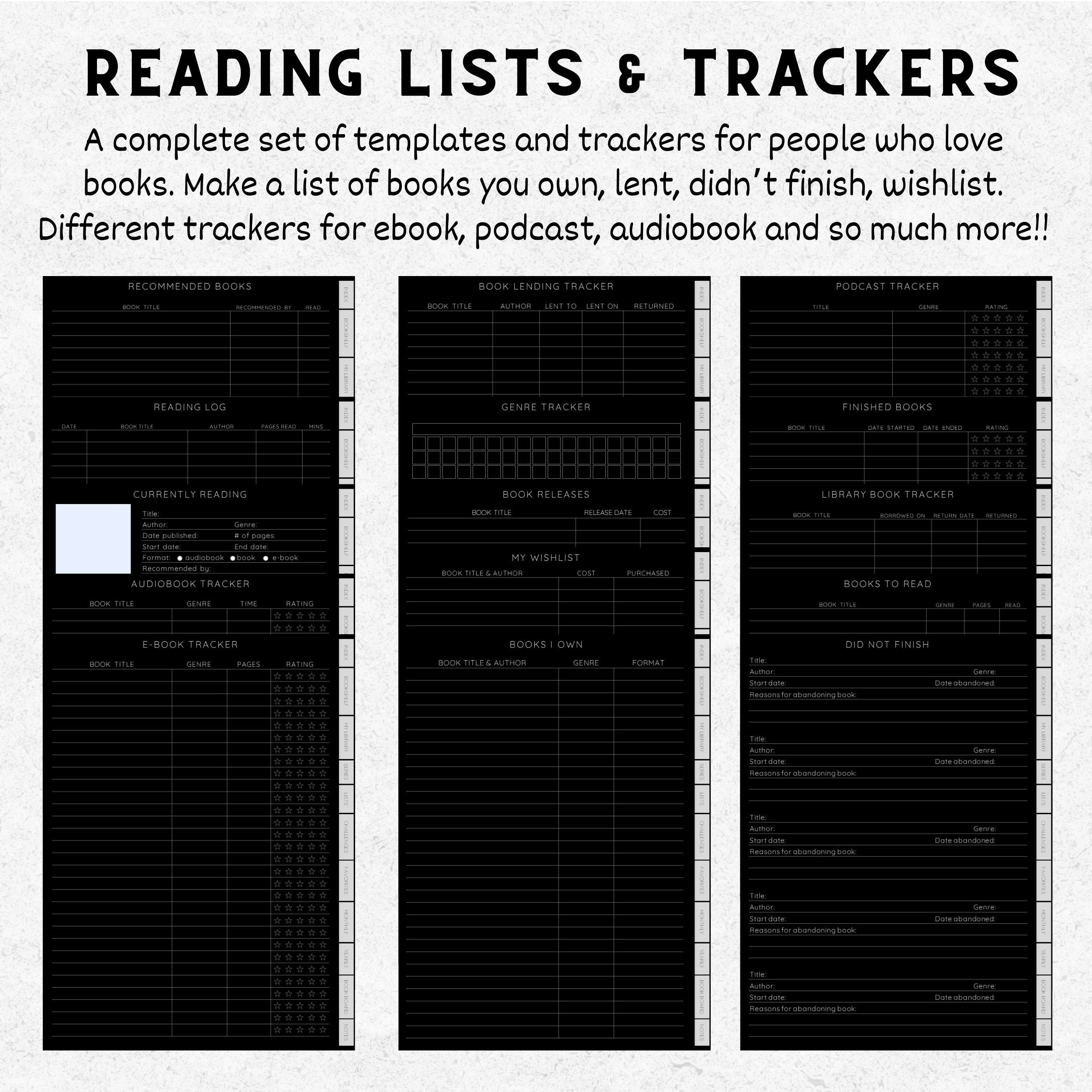 Digital Reading Journal Digital Reading Log Goodnotes Book Tracker ...