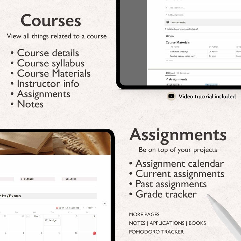 Notion Planificador estudiantil Notion Planificador académico Notion escolar Planificador de ...