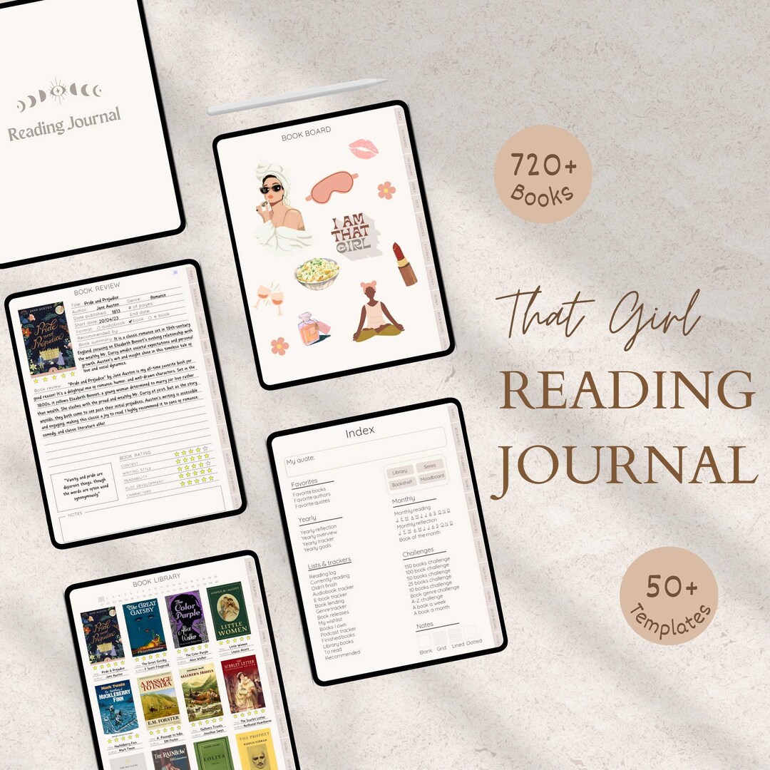 That Girl Journal Digital Reading Journal Digital Reading Tracker ...