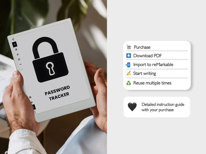 Password Tracker for Remarkable Paper Pro, Templates for Remarkable ...