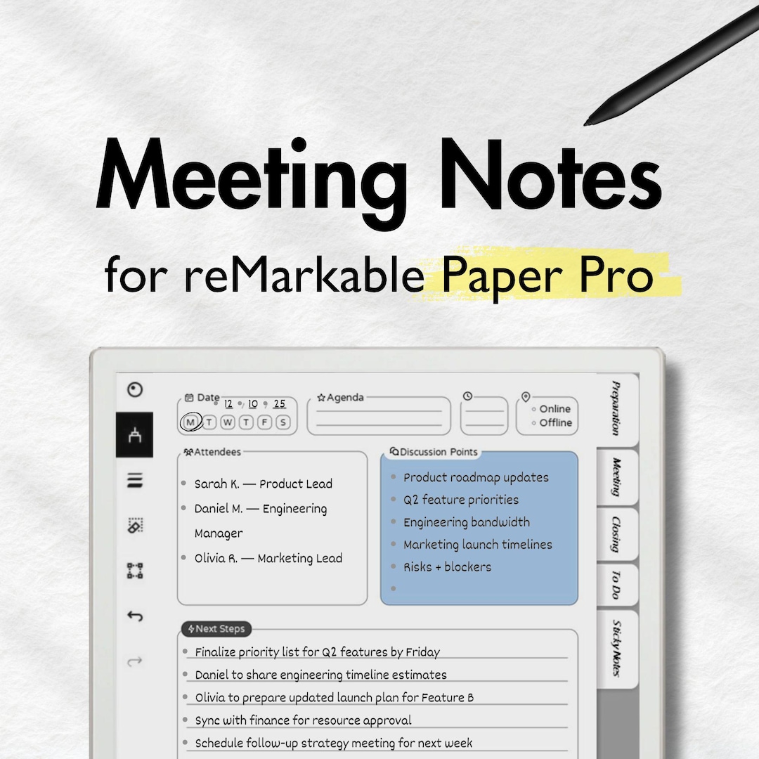 Meeting Notes for Remarkable Paper Pro, Templates for Remarkable ...
