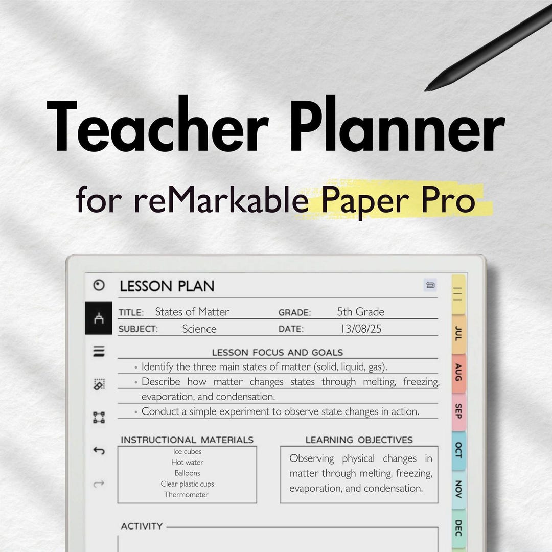 Teacher Planner for Remarkable Paper Pro, Templates for Remarkable ...
