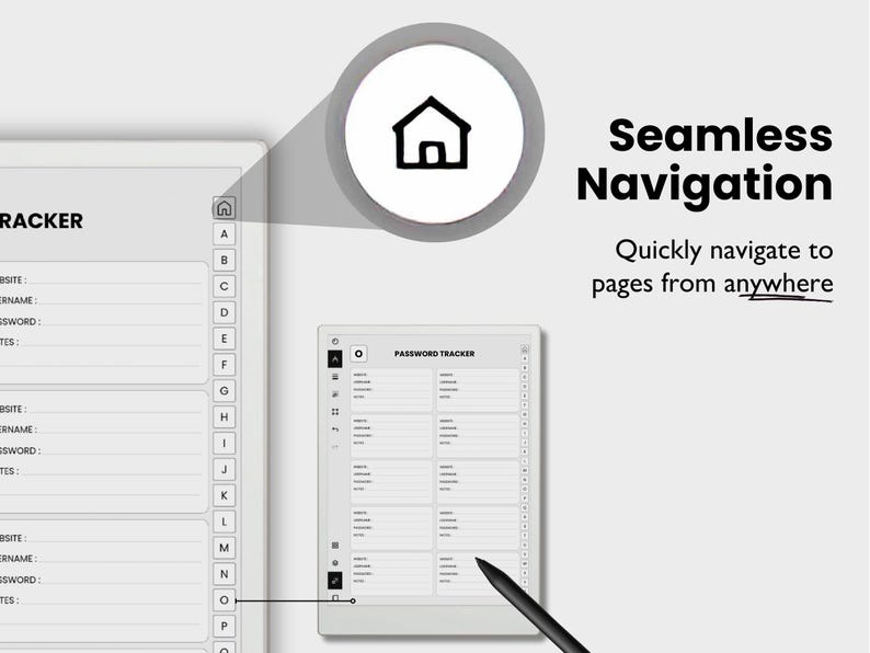 Password Tracker for Remarkable Paper Pro, Templates for Remarkable ...