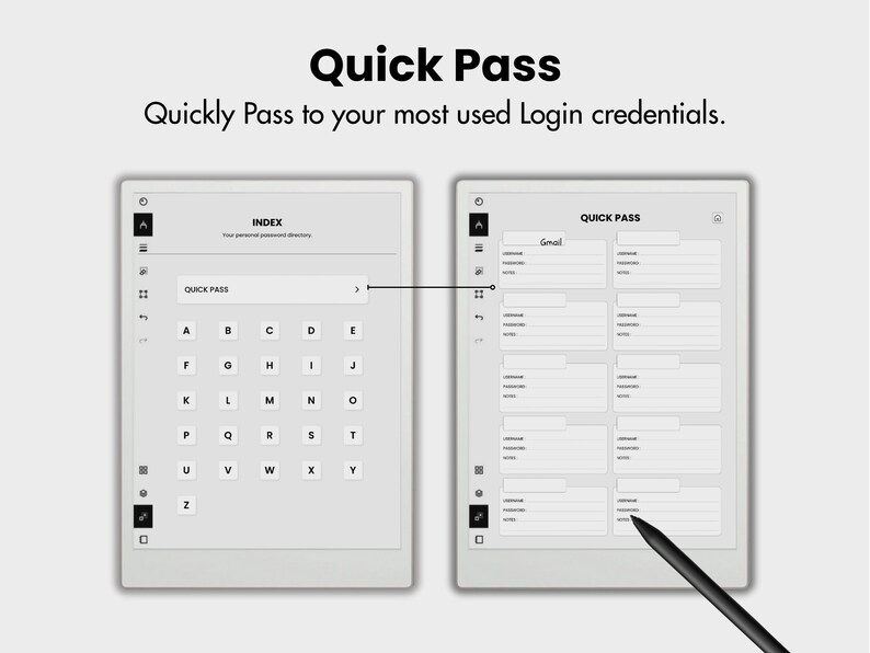 Password Tracker for Remarkable Paper Pro, Templates for Remarkable ...