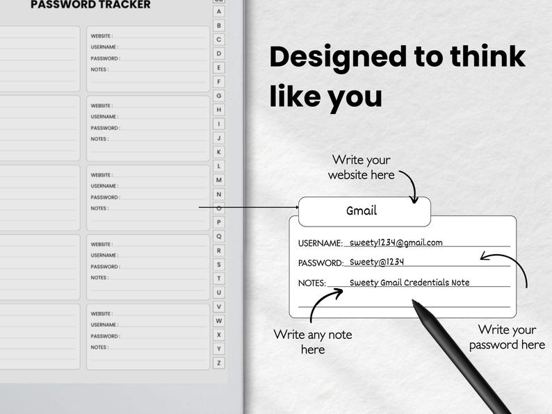 Password Tracker for Remarkable 2, Templates for Remarkable, Password ...