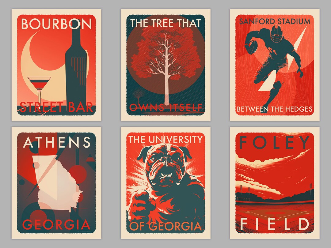 University of Georgia - Digital Prints - SET OF 6 - Etsy