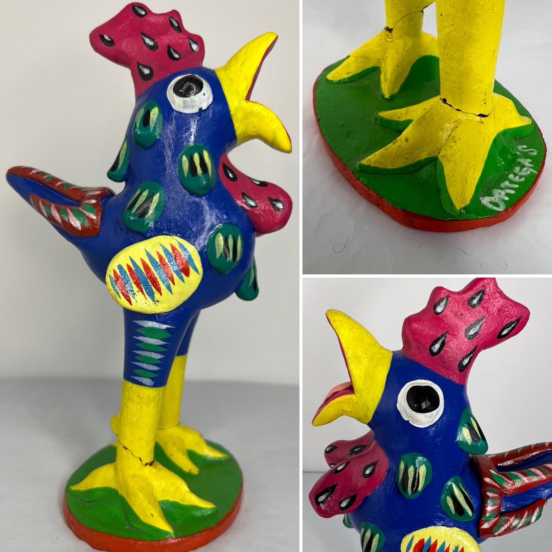 Vintage Clay Rooster Handmade Folk Art by Ortega Talavera // - Etsy