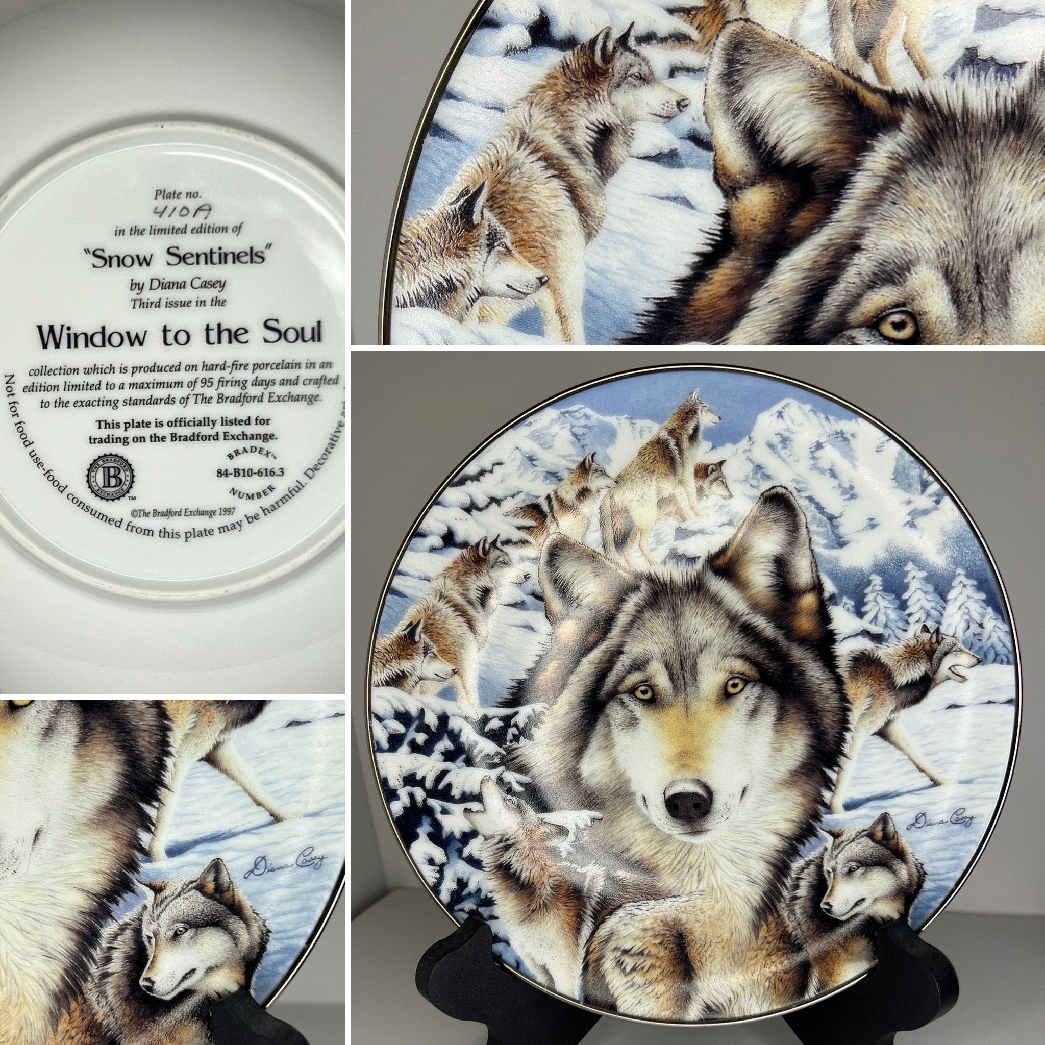 1997 Limited Edition Collectors Wolf Plate: snow Sentinals - Etsy