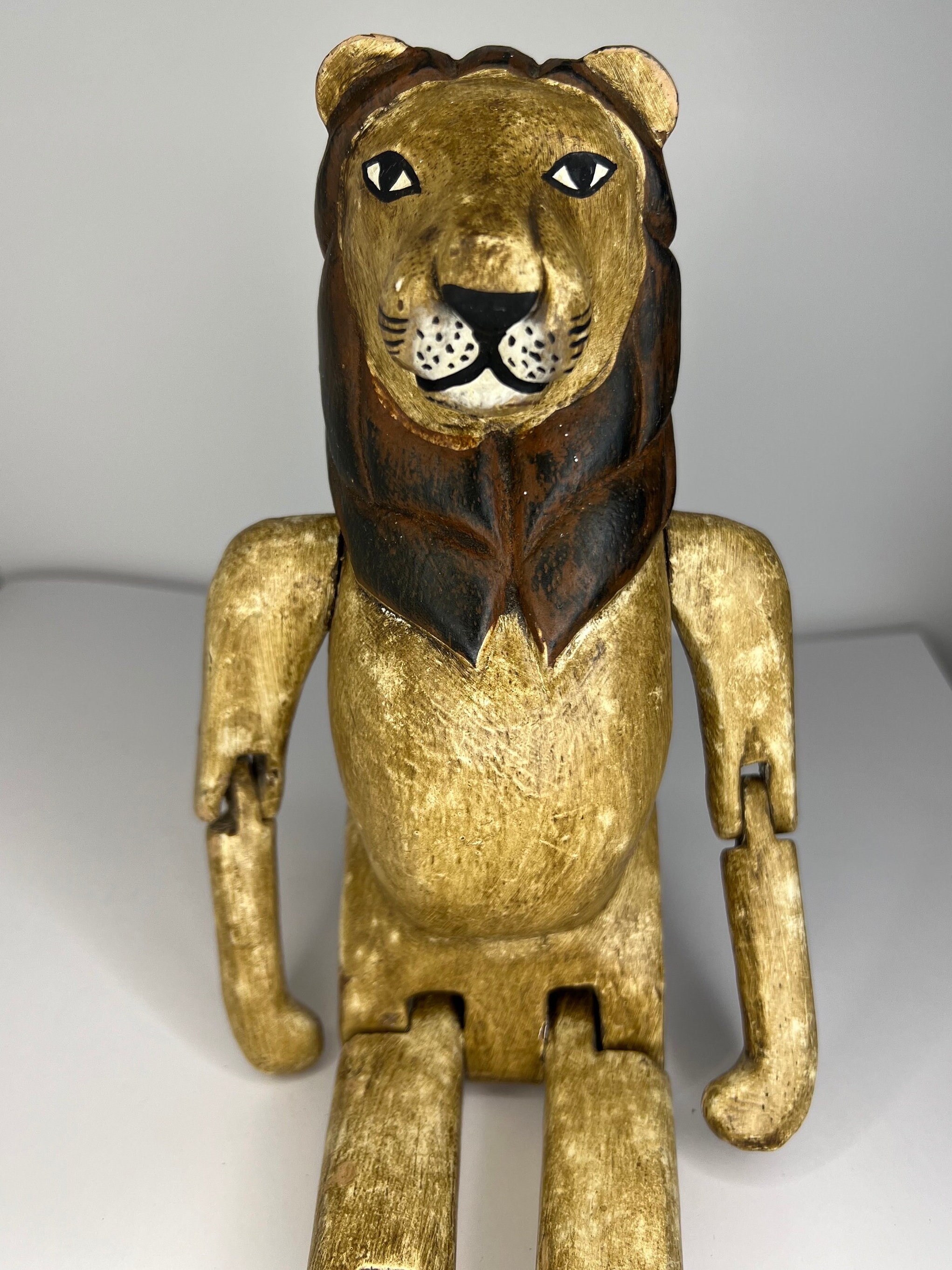 Vintage Hand Painted Wooden Lion: Movable Limbs / Shelf Sitter - Etsy