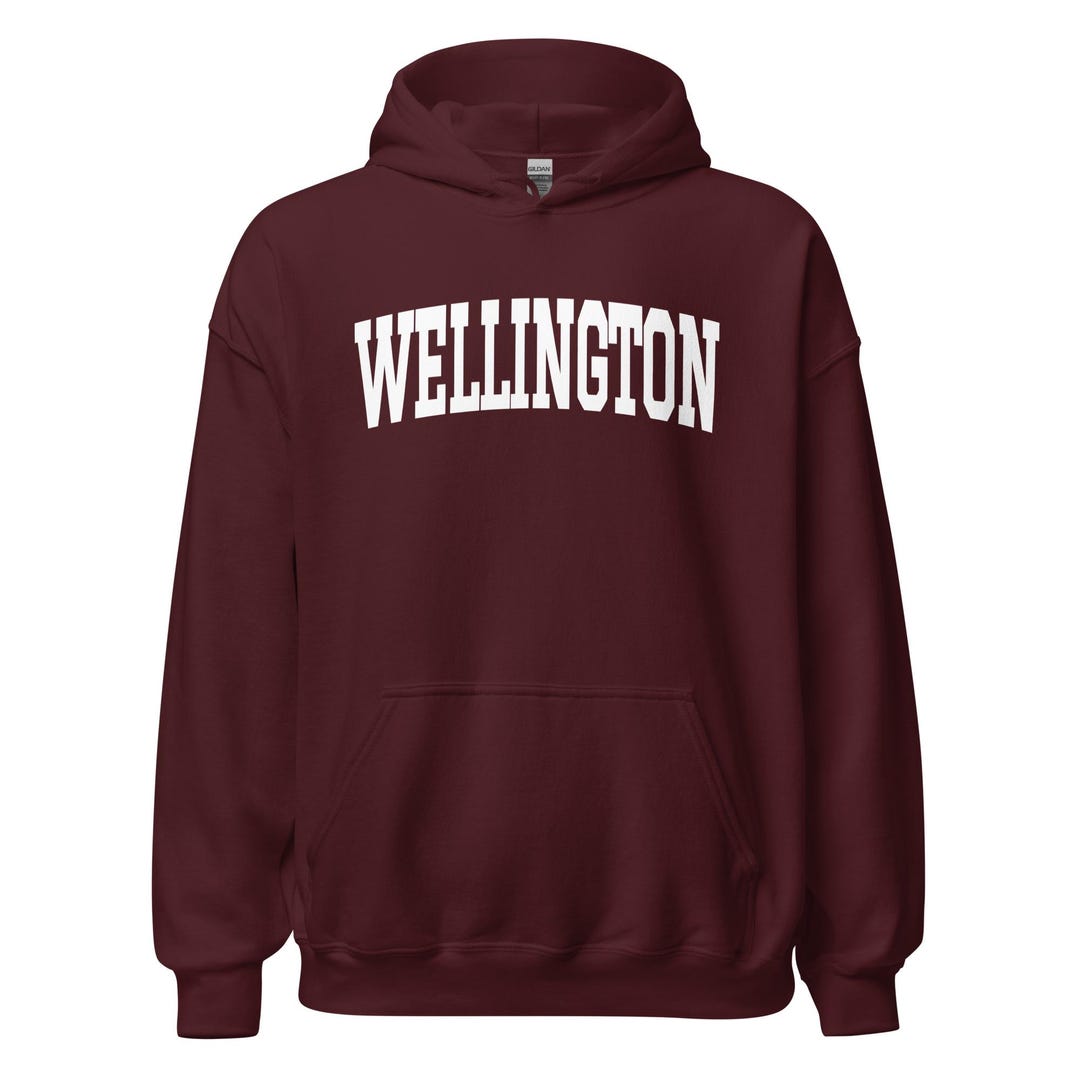 Wellington Gildan Hoodie Maroon Etsy