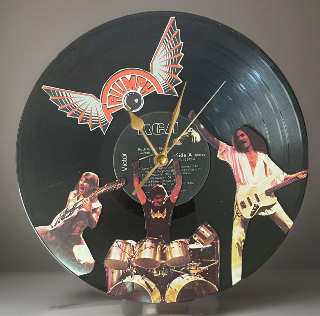 Triumph: Rock N Roll Machine Vinyl Record and Cover Art Wall Clock - Etsy