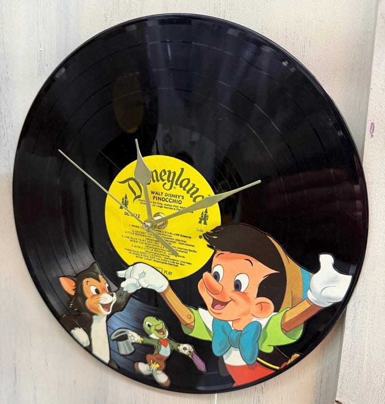 WALT DISNEY: Pinocchio Vinyl Record and Cover Art Wall Clock - Etsy