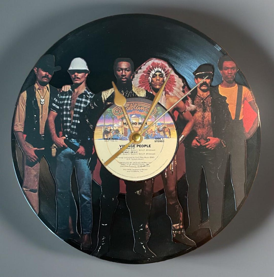 Village People: Macho Man Vinyl Record and Cover Art Wall Clock - Etsy