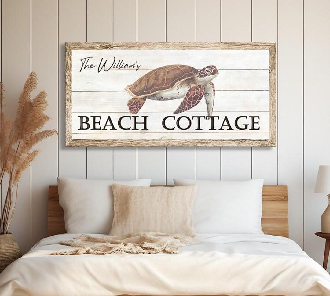 Custom Beach Cottage Canvas Sign, Personalized Beach Cottage Sign With ...