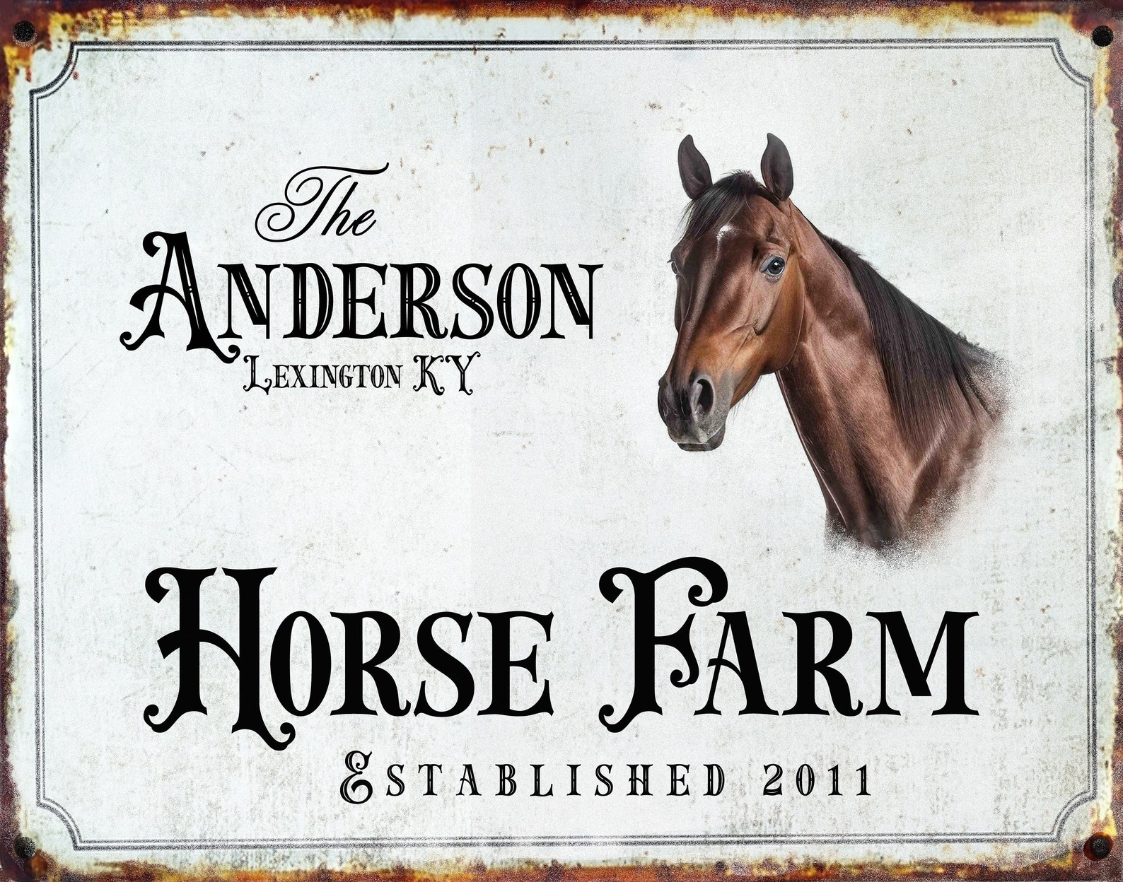 Horse Farm Sign, Personalized Horse Farm Wall Decor Canvas, Country ...