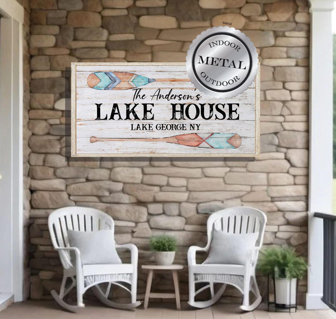 Custom Lake House Metal Sign Personalized Metal Aluminum Indoor Outdoor ...