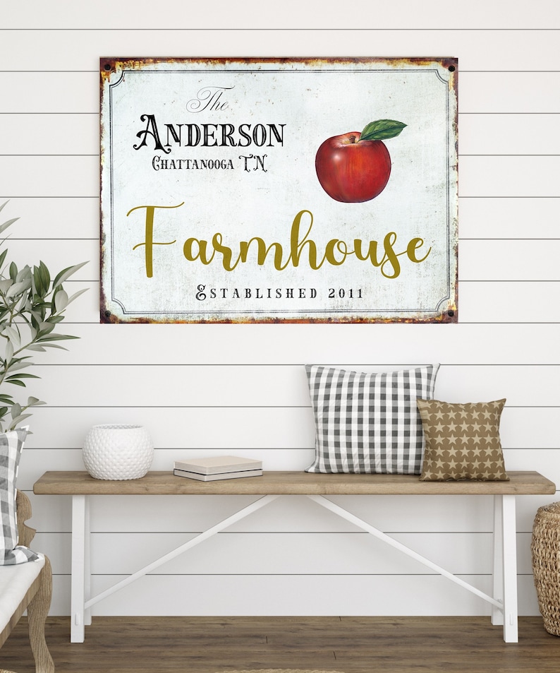 Rustic Farmhouse Sign, Personalized Farm Wall Decor Canvas, Country ...
