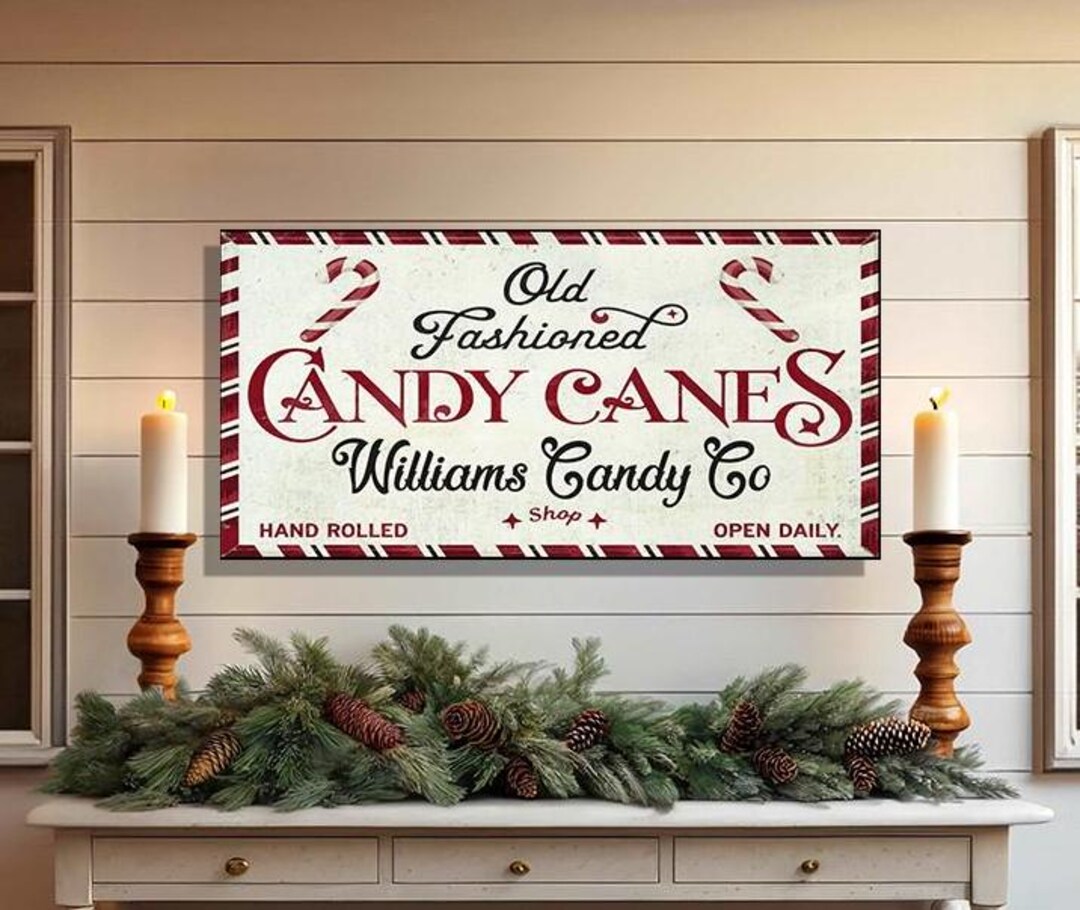 Custom Christmas Candy Cane Canvas Sign, Personalized Candy Cane Sign ...