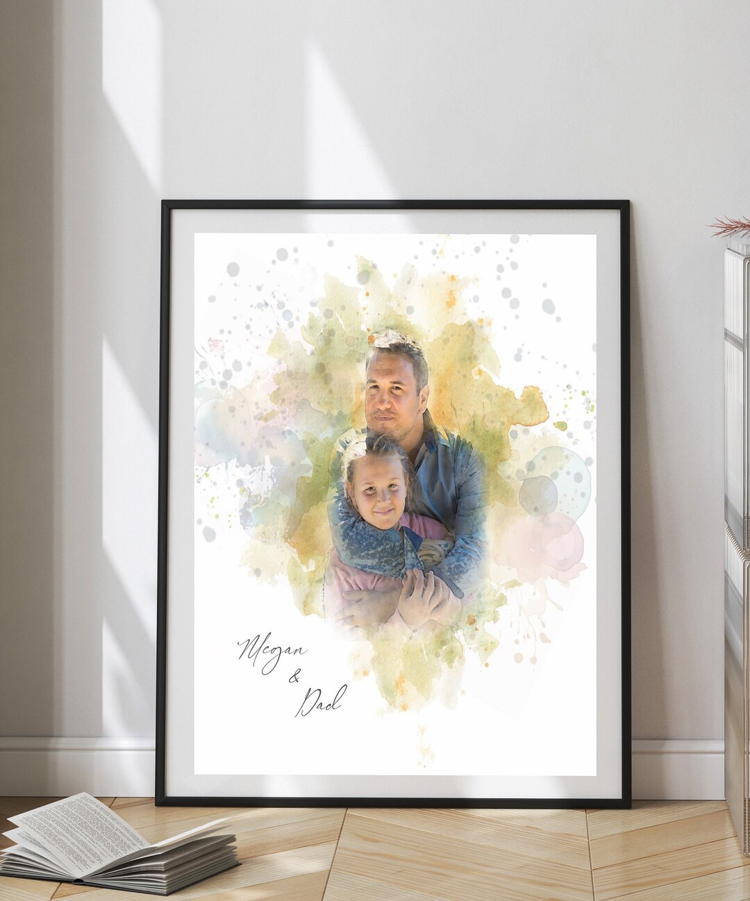 Watercolor Father Daughter Portrait From Photo, Custom Watercolor Gift ...