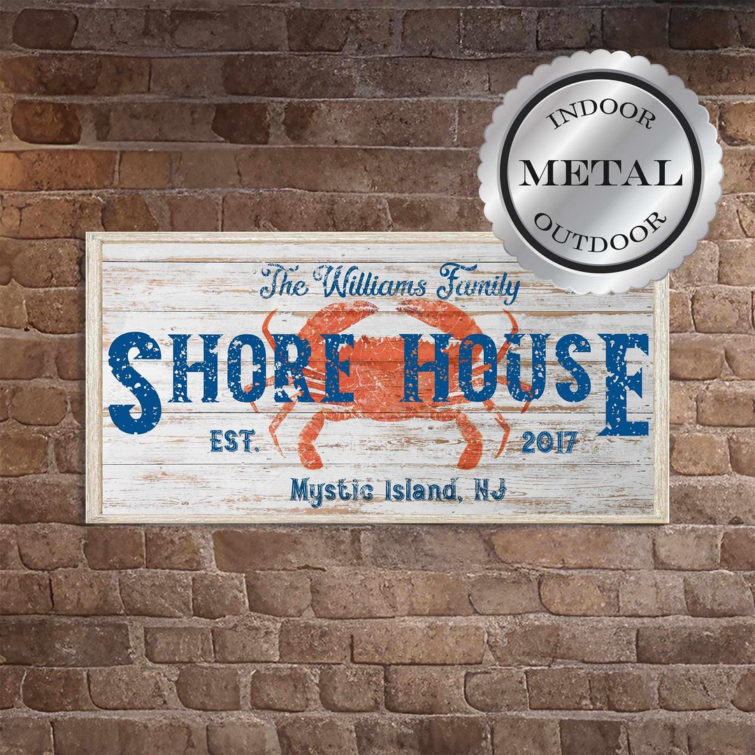 Custom Shore House Metal Sign Personalized Metal Aluminum Sign Indoor ...