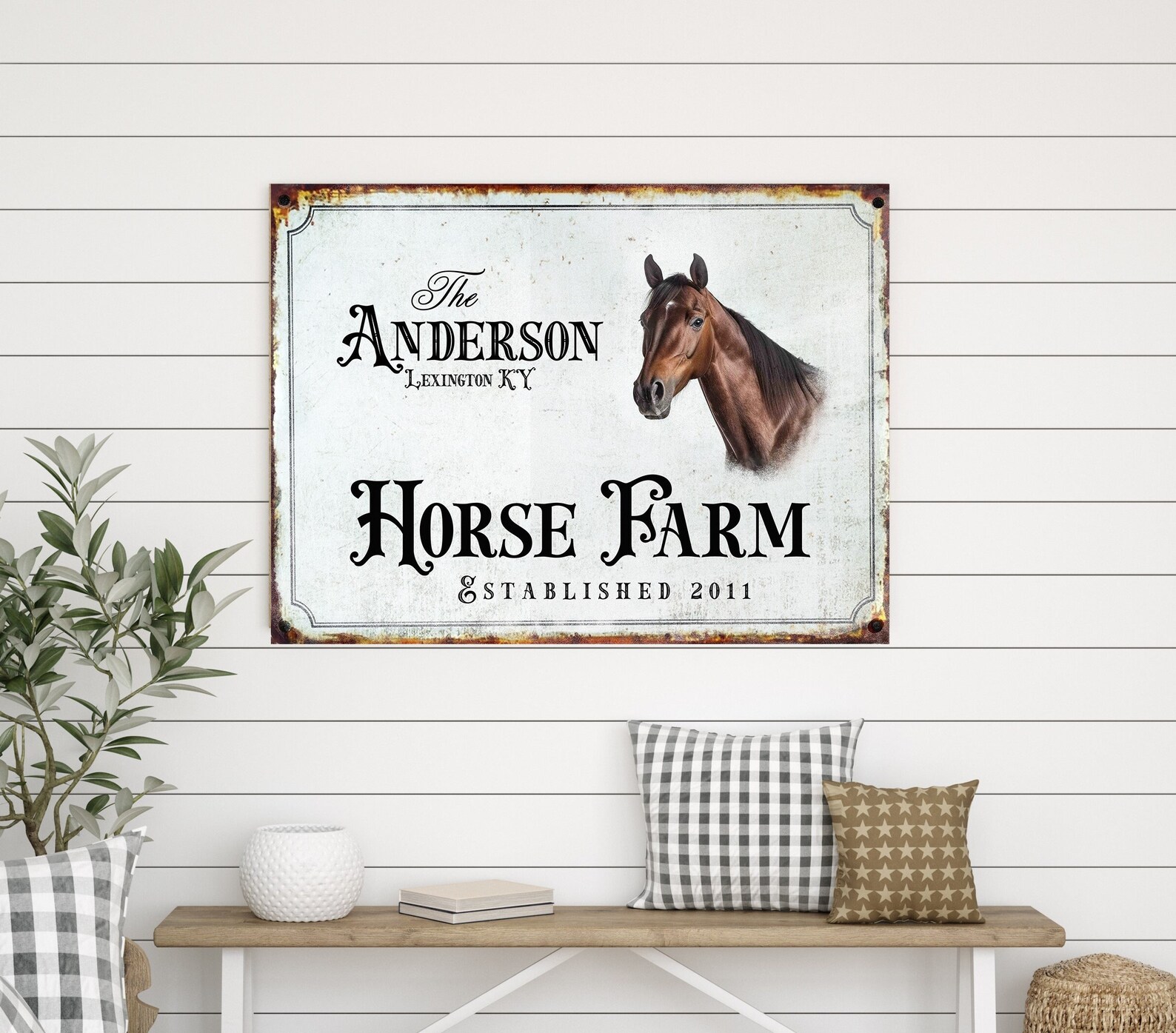Horse Farm Sign, Personalized Horse Farm Wall Decor Canvas, Country ...