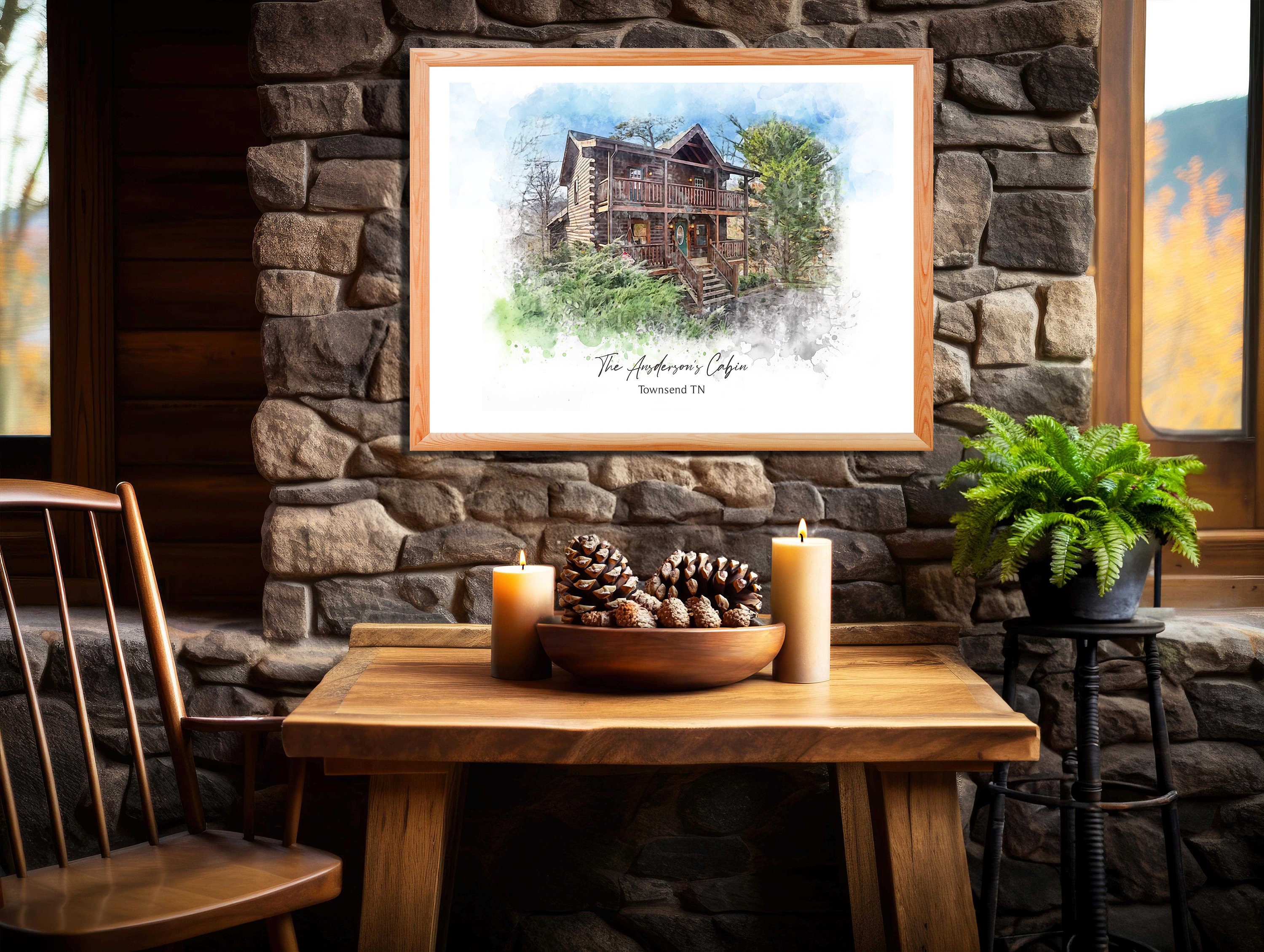 Watercolor Cabin Portrait From Photo, Cabin Portrait Gift, Cabin ...