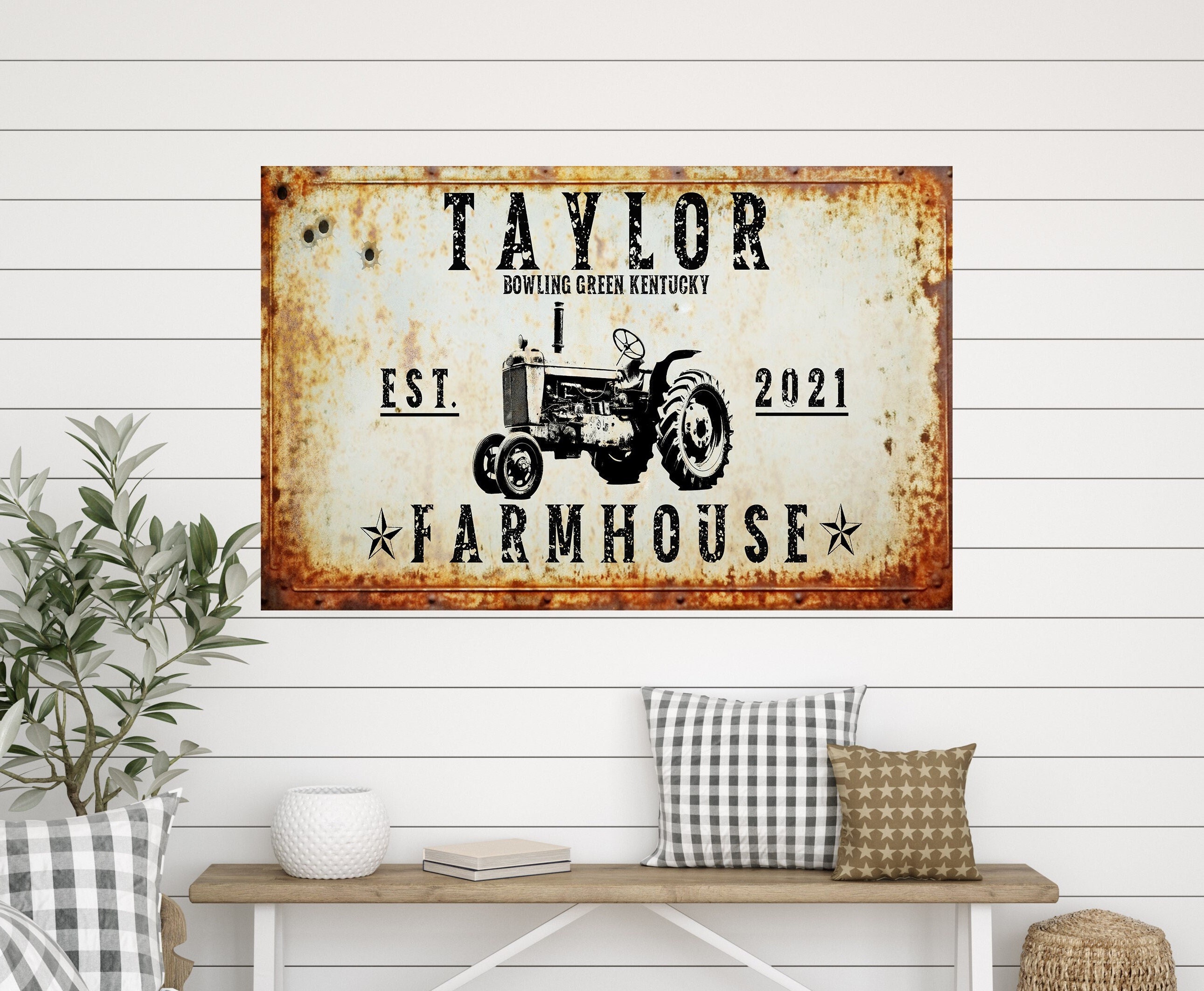 Rustic Farmhouse Sign, Personalized Farm Wall Art Decor, Customized ...