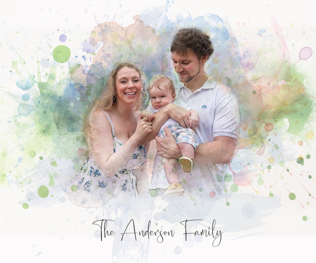 Watercolor Family Portrait From Photo, Family Portrait Gift, Family ...