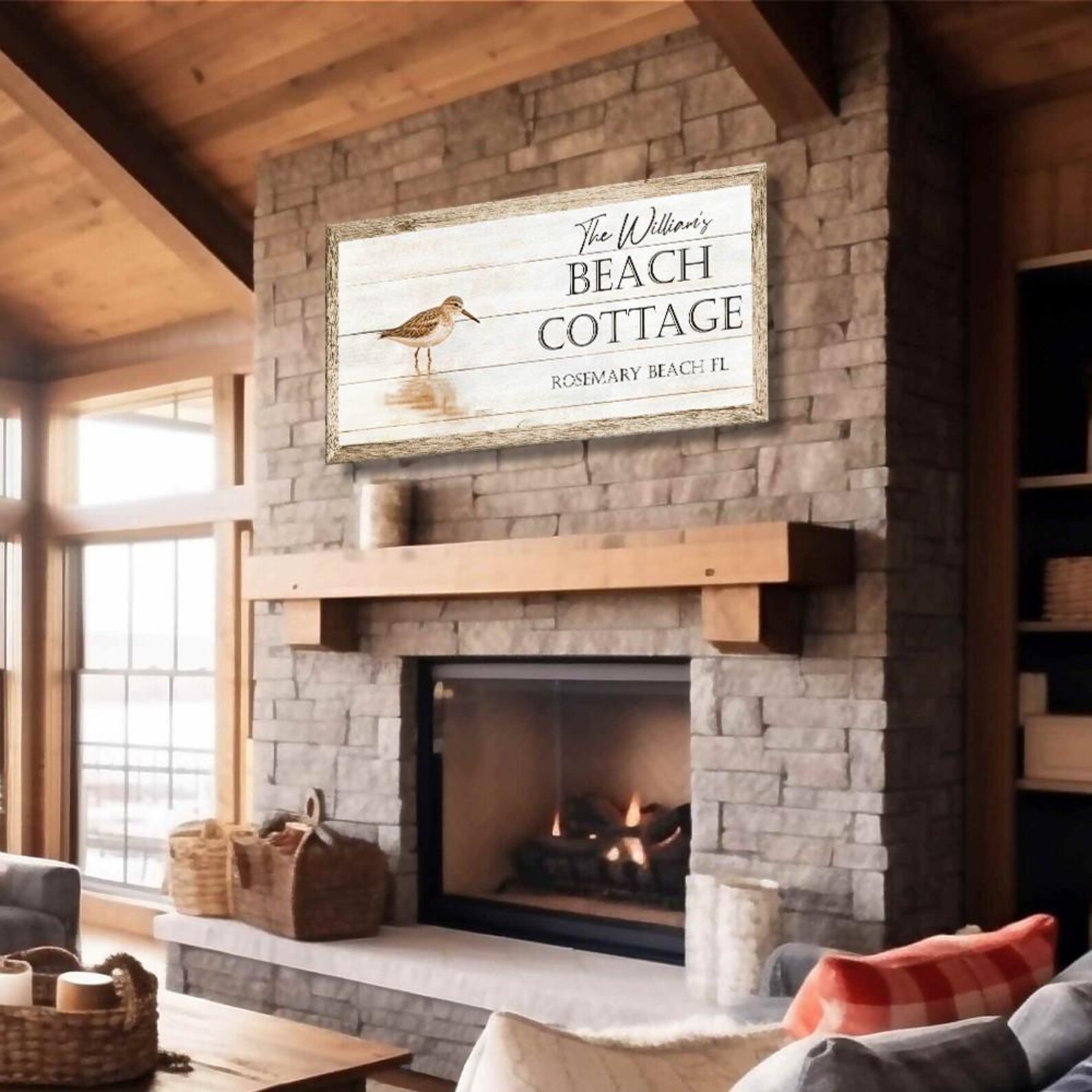 Custom Beach Cottage Canvas Sign, Personalized Beach Cottage Sign With ...