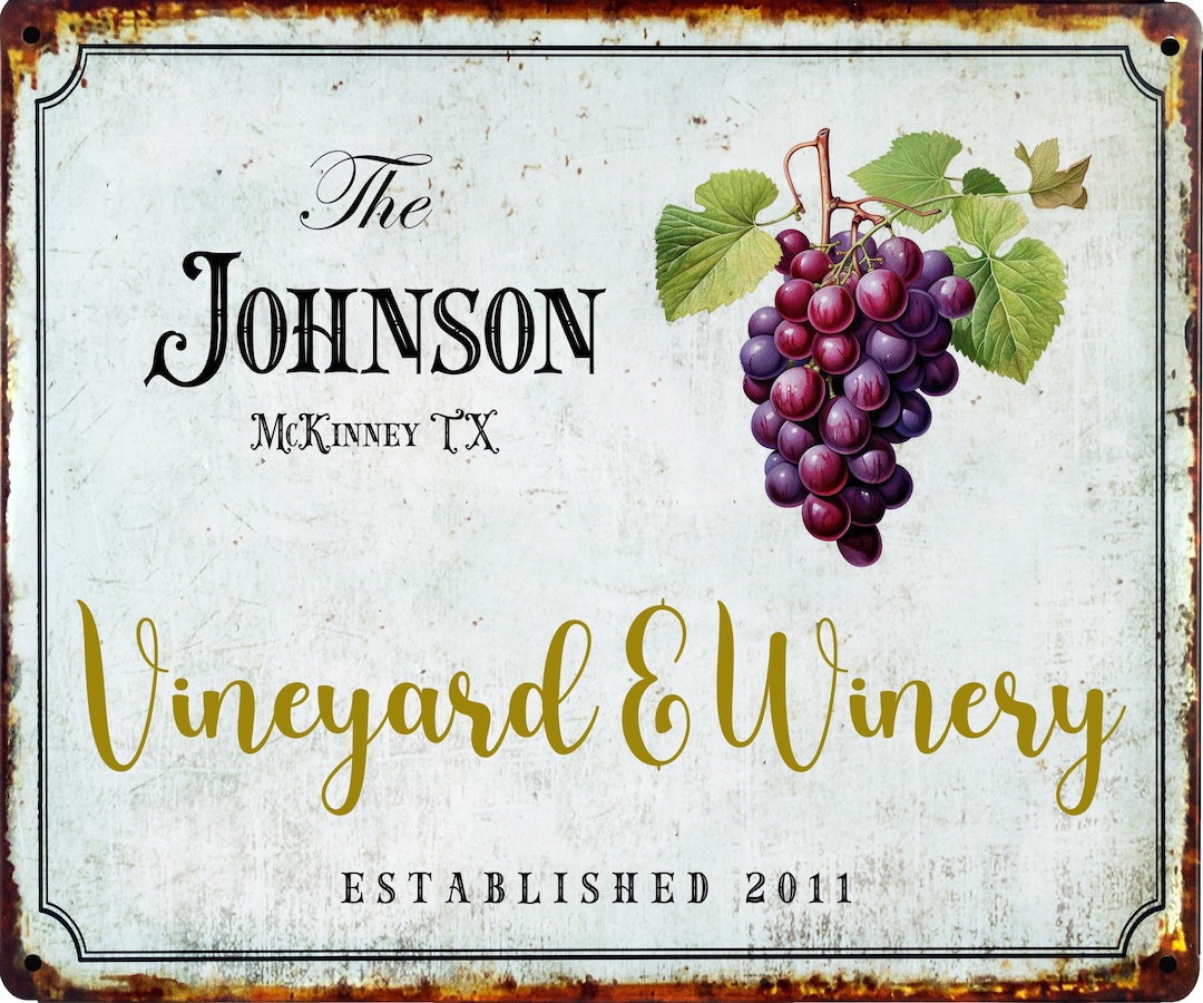 Rustic Vineyard Winery Sign, Personalized Country Home Sign, Gift for ...