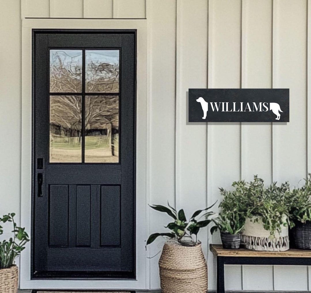Custom Front Door Name Sign Personalized Metal Name Sign With Dog ...