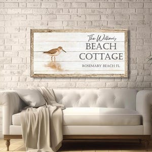 Custom Beach Cottage Canvas Sign Personalized Beach Cottage Sign With a ...