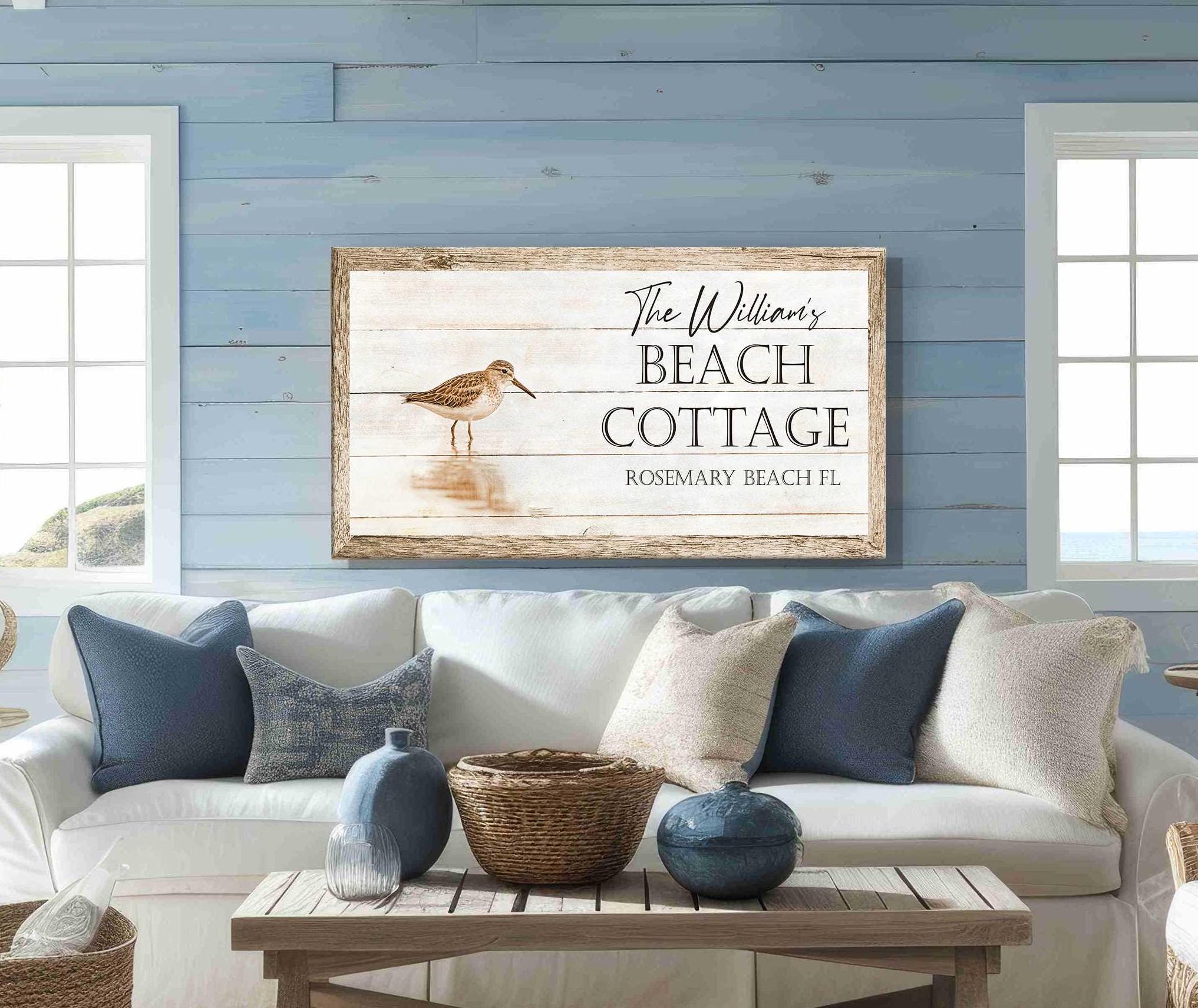 Custom Seaside Cottage Canvas Sign Personalized Seaside Cottage Sign ...