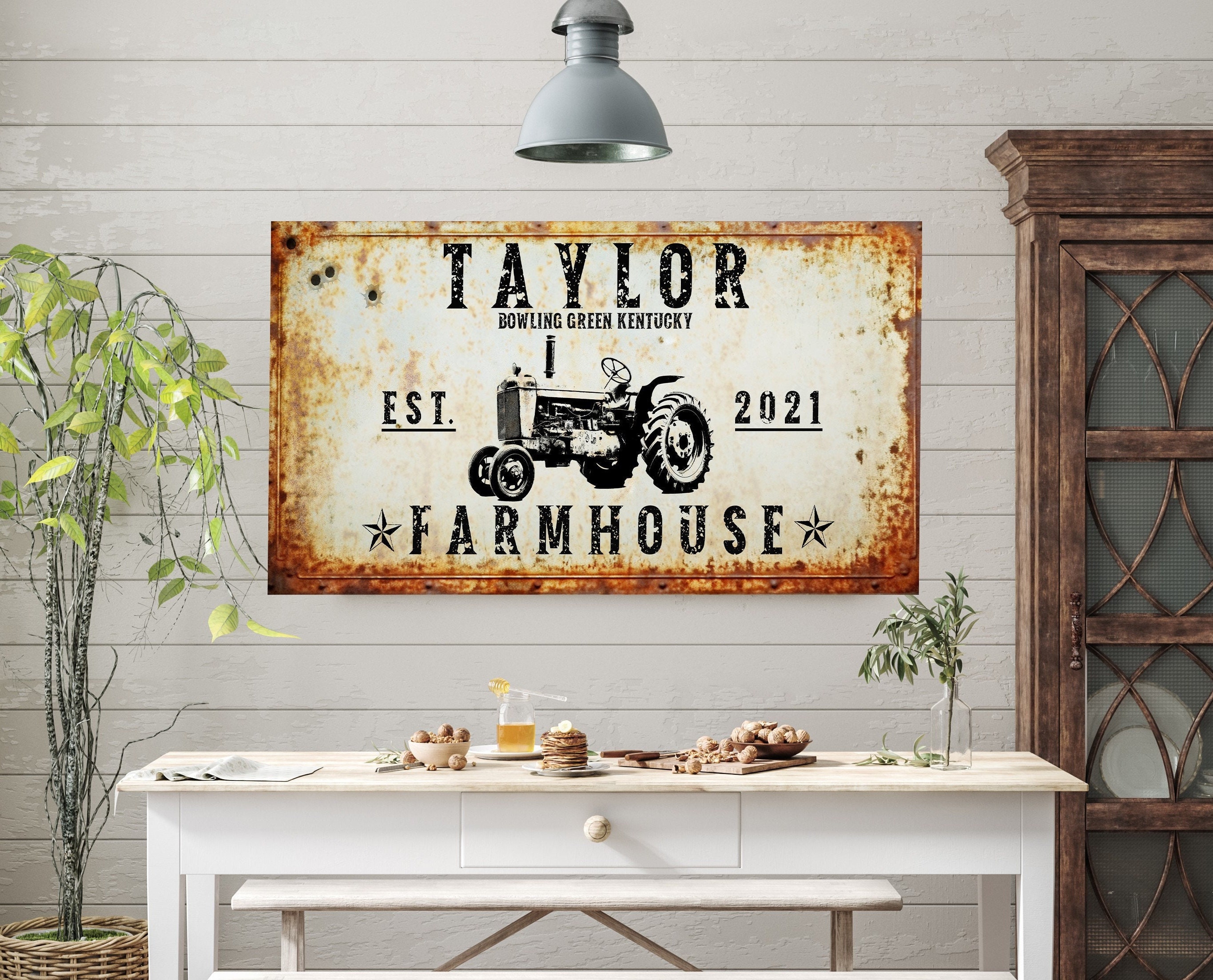 Rustic Farmhouse Sign, Personalized Farm Wall Art Decor, Customized ...