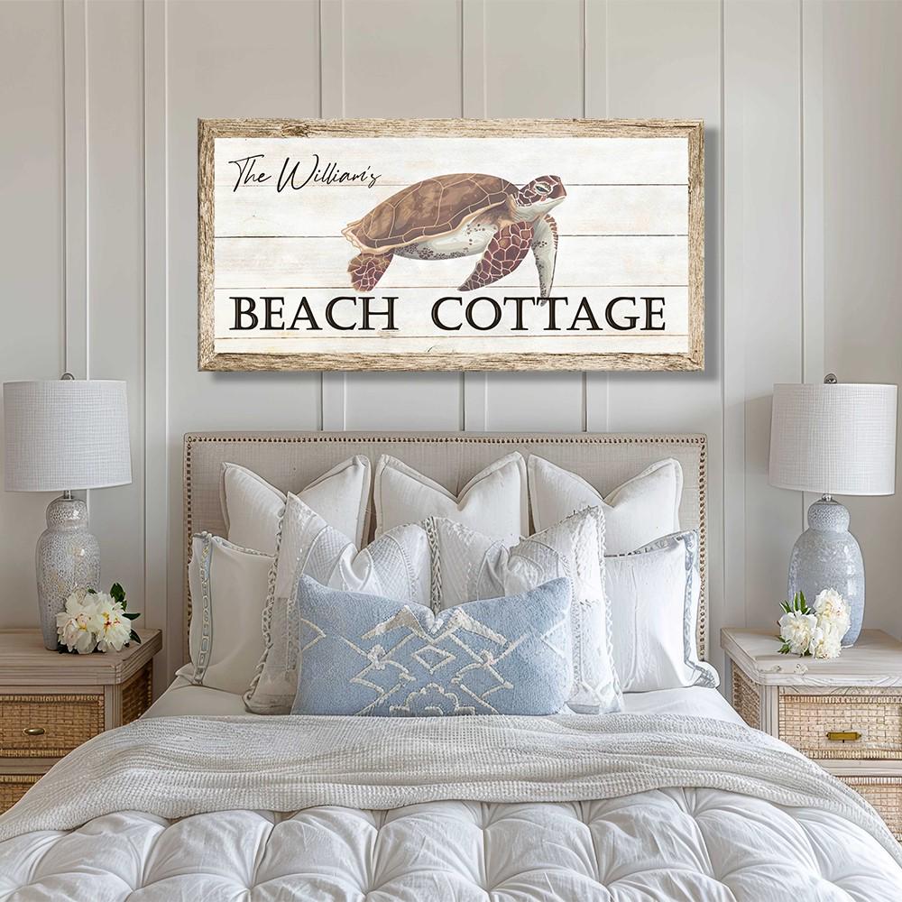 Custom Beach Cottage Canvas Sign, Personalized Beach Cottage Sign With ...