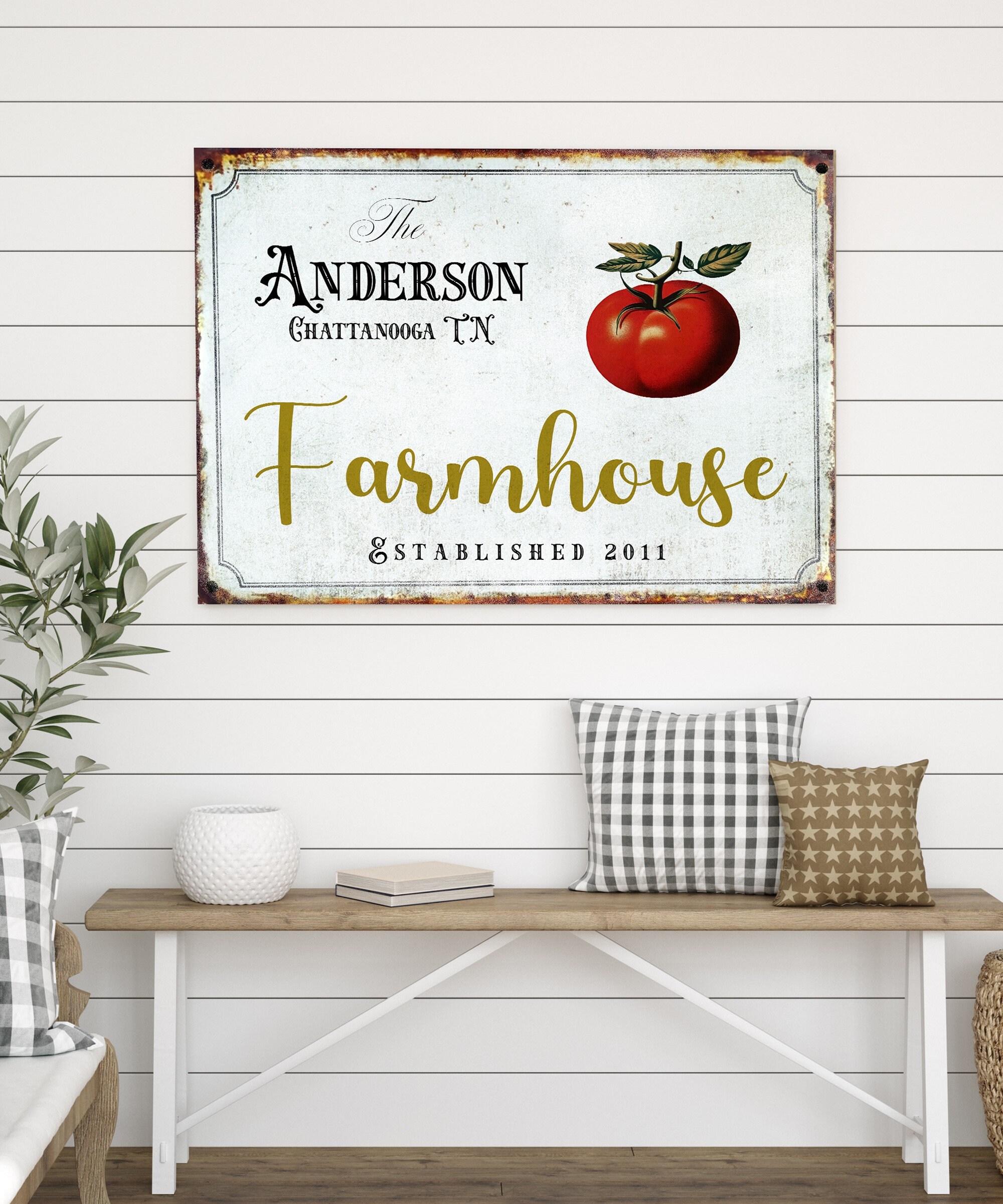 Rustic Farmhouse Sign, Personalized Farm Wall Decor Canvas, Country ...