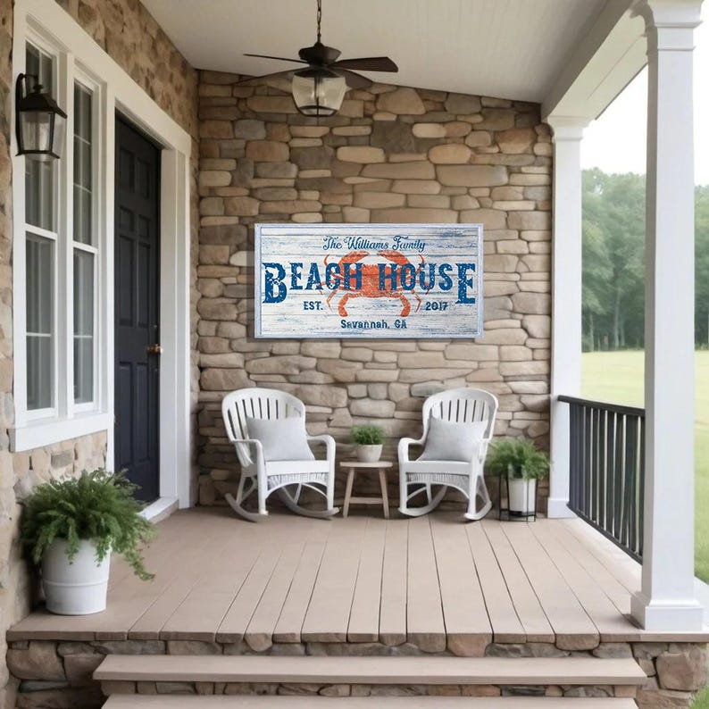 Custom Beach House Metal Sign, Personalized Aluminum Indoor or Outdoor ...