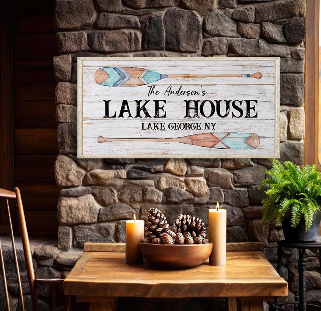Custom Lake House Canvas Sign, Personalized Lake House Sign, Lake House ...