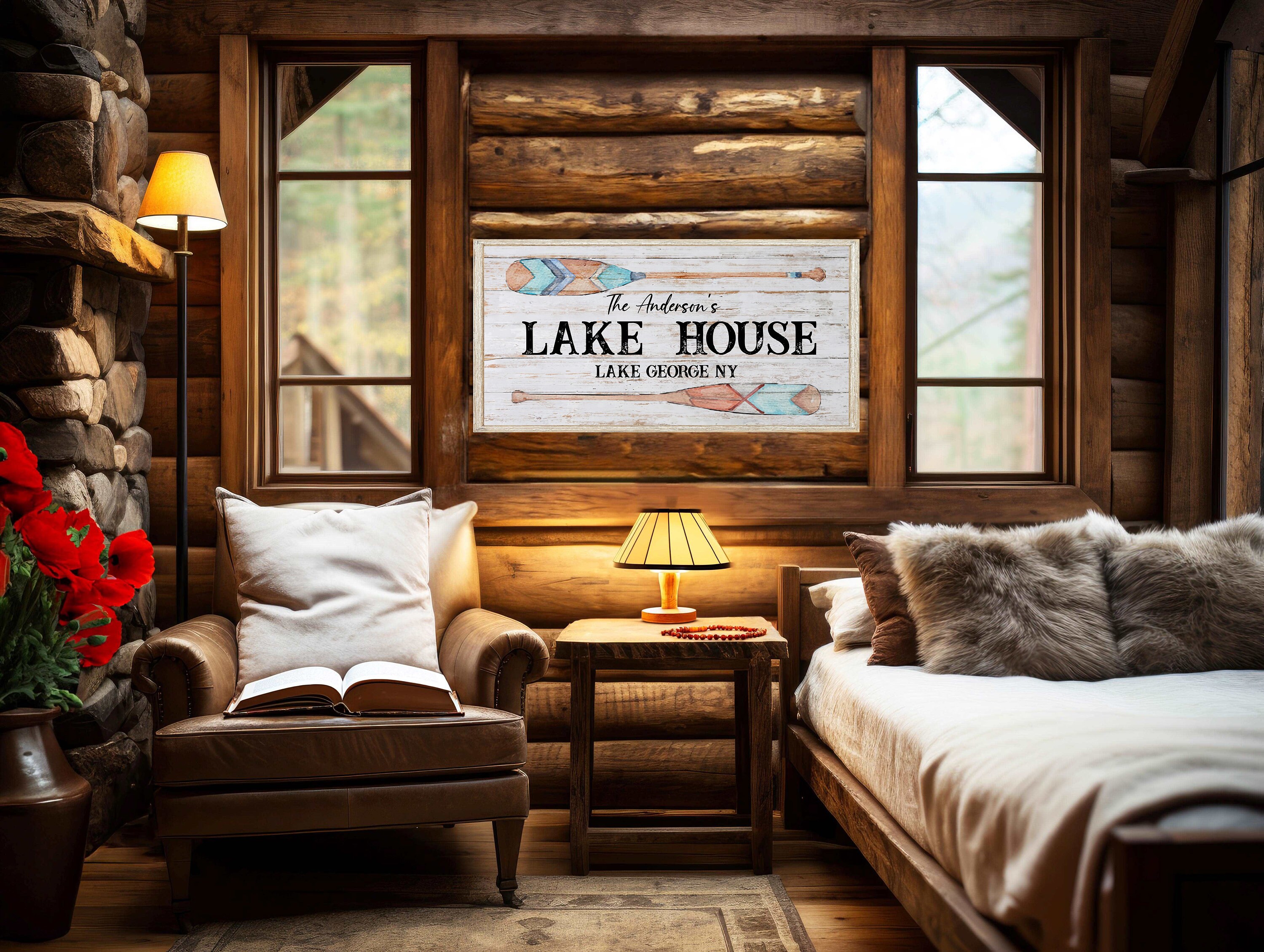 Custom Lake House Canvas Sign Personalized Lakehouse Sign Lake House ...