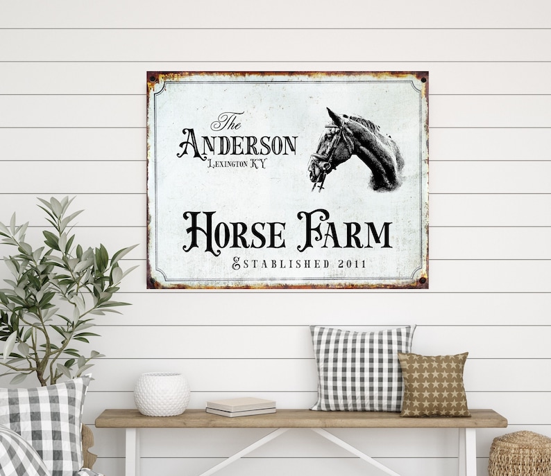 Horse Farm Sign Personalized Horse Farm Wall Decor Canvas Country Home ...