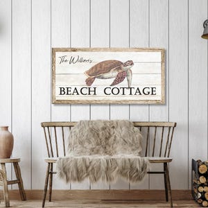 Custom Beach Cottage Canvas Sign, Personalized Beach Cottage Sign With ...