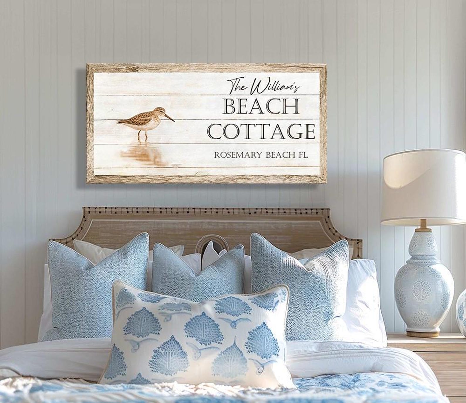 Custom Beach Cottage Canvas Sign Personalized Beach Cottage Sign With a ...
