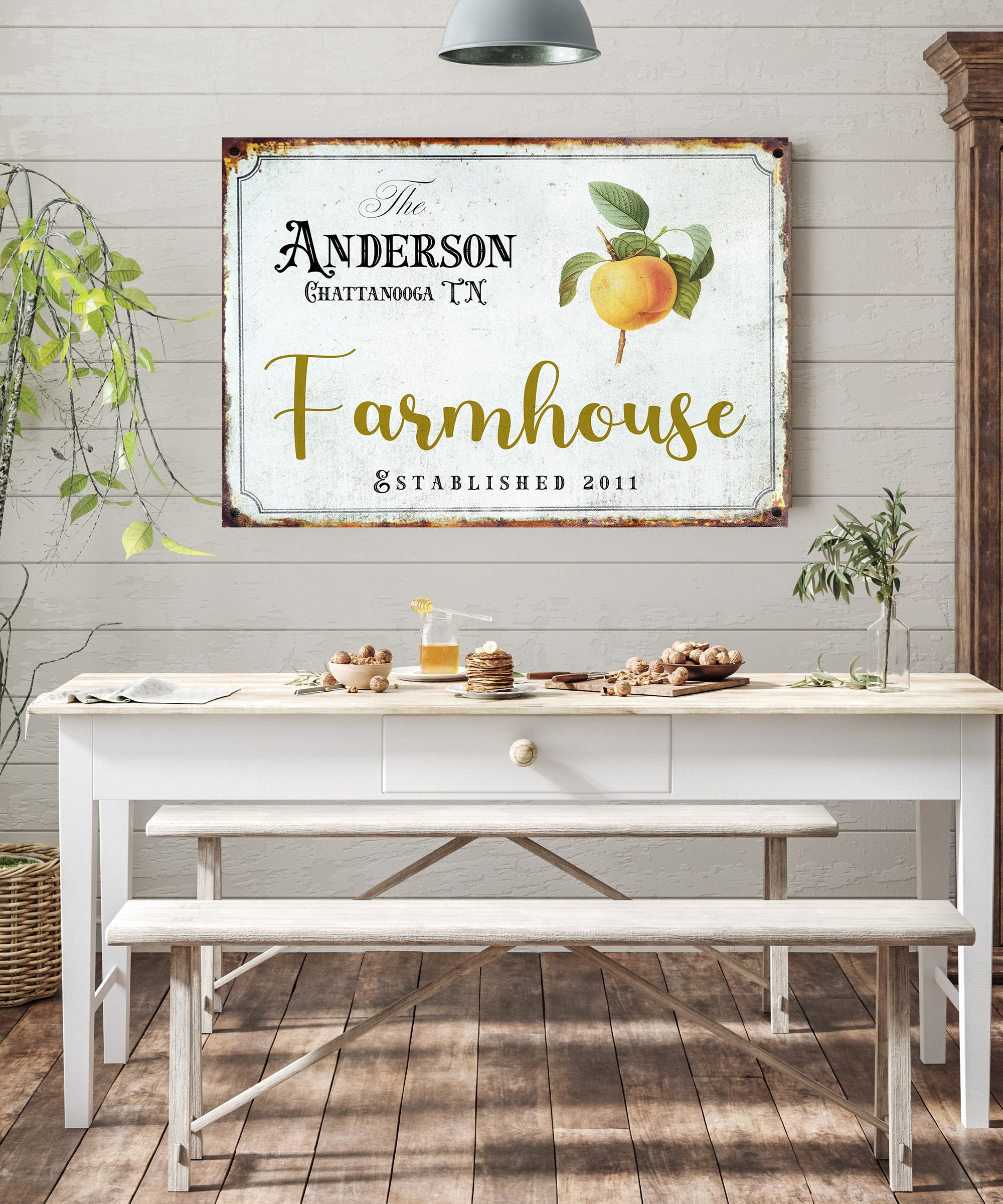 Rustic Farmhouse Sign, Personalized Farm Wall Decor Canvas, Country ...