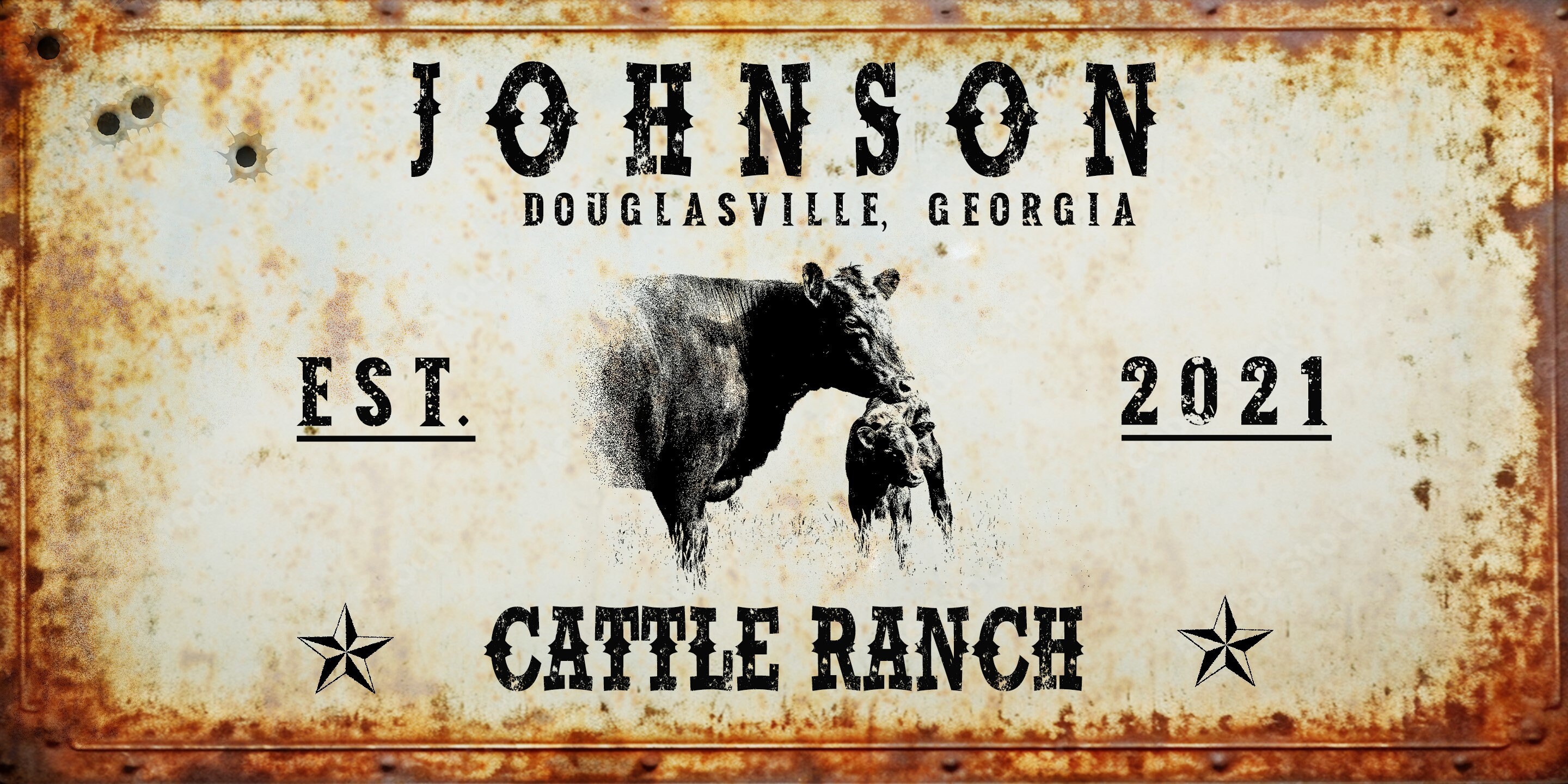 Rustic Cattle Ranch Sign, Personalized Ranch Wall Art Decor Canvas ...