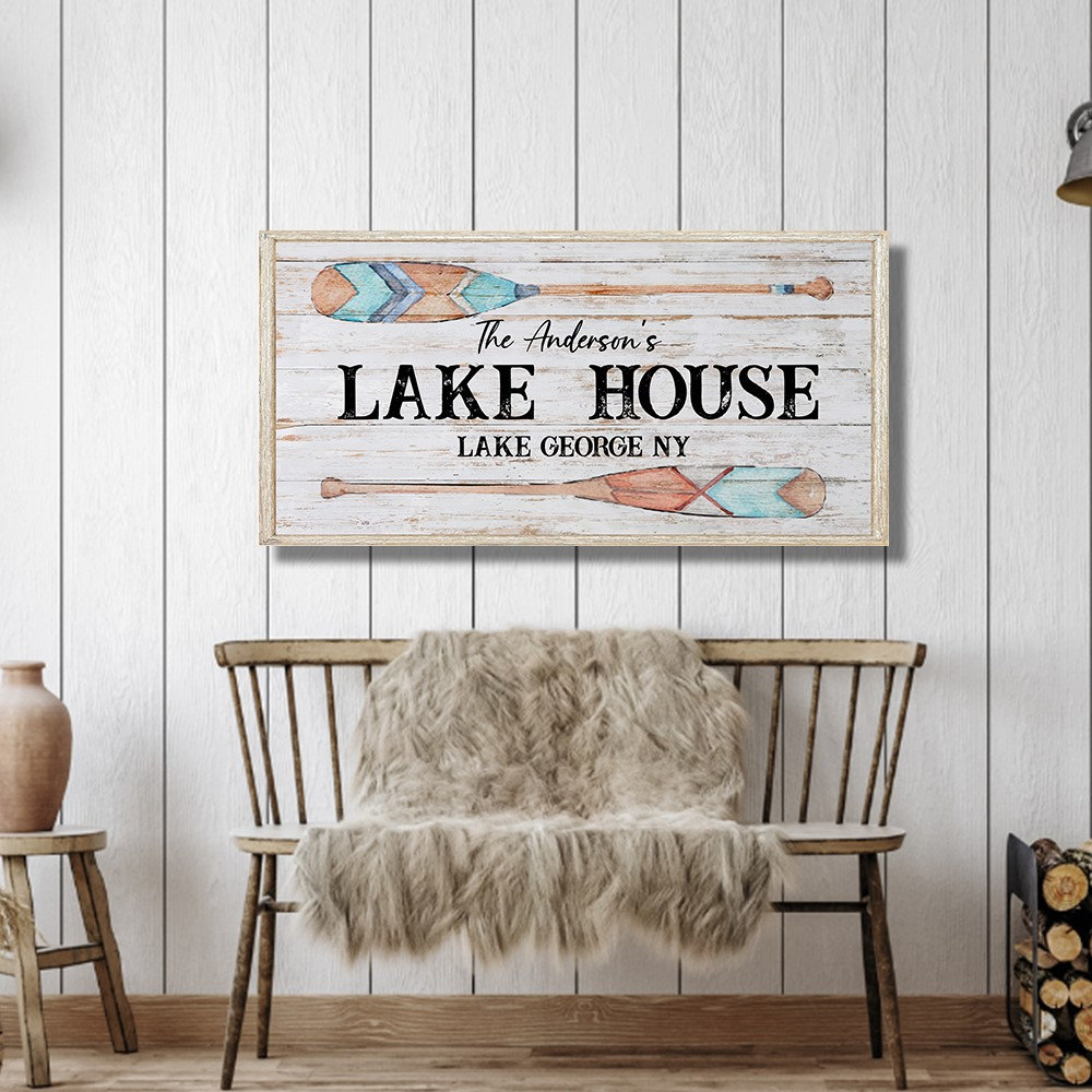 Custom Lake House Canvas Sign Personalized Lakehouse Sign Lake House ...