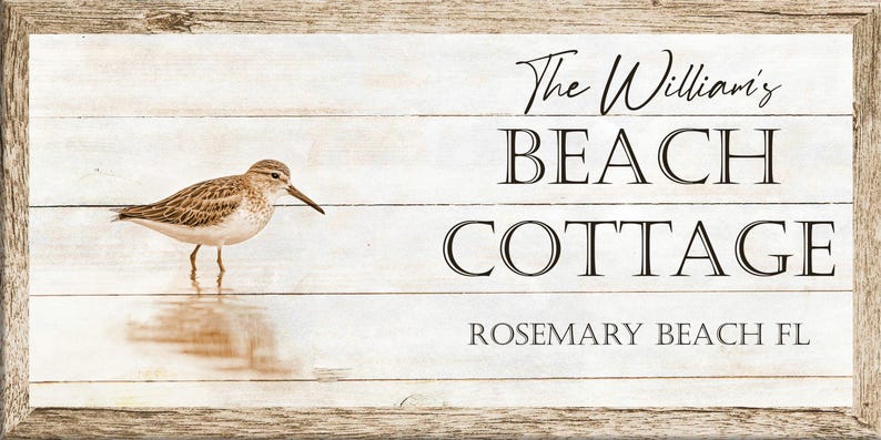 Custom Beach Cottage Canvas Sign Personalized Beach Cottage Sign With a ...