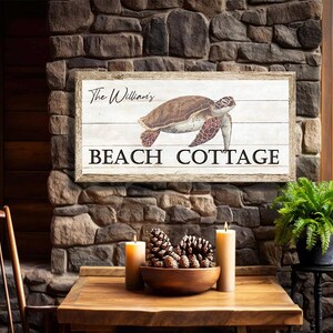Custom Beach Cottage Canvas Sign, Personalized Beach Cottage Sign With ...