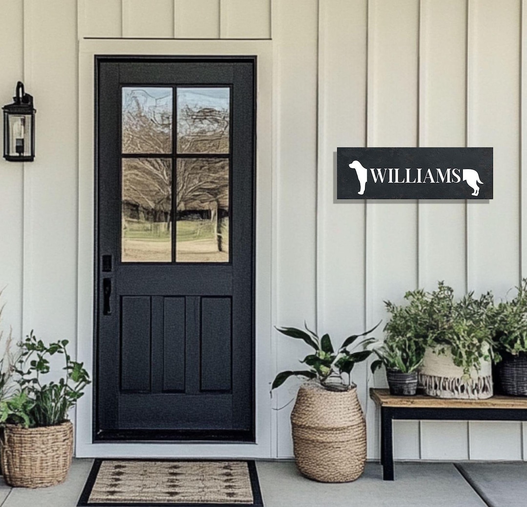 Custom Front Door Name Sign Personalized Metal Name Sign With Dog ...