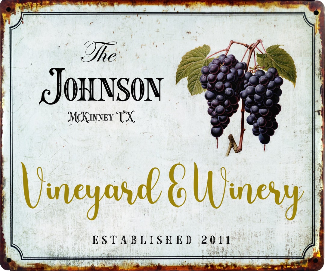Rustic Vineyard Winery Sign, Personalized Country Home Sign, Gift for ...
